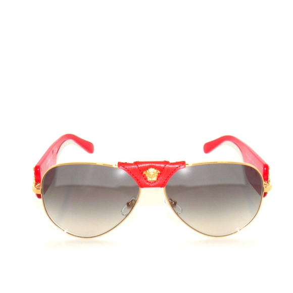 Versace | Accessories | Versace 25q 100211 Red Gold Grey Sunglasses ...